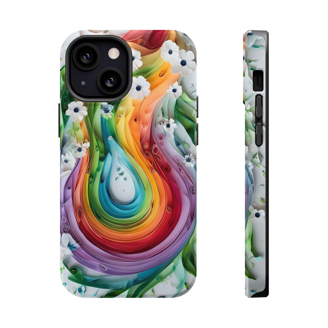 Rainbow Wildflower Flower Quilled Paper Phone Case 3D Effect Aesthetic ...