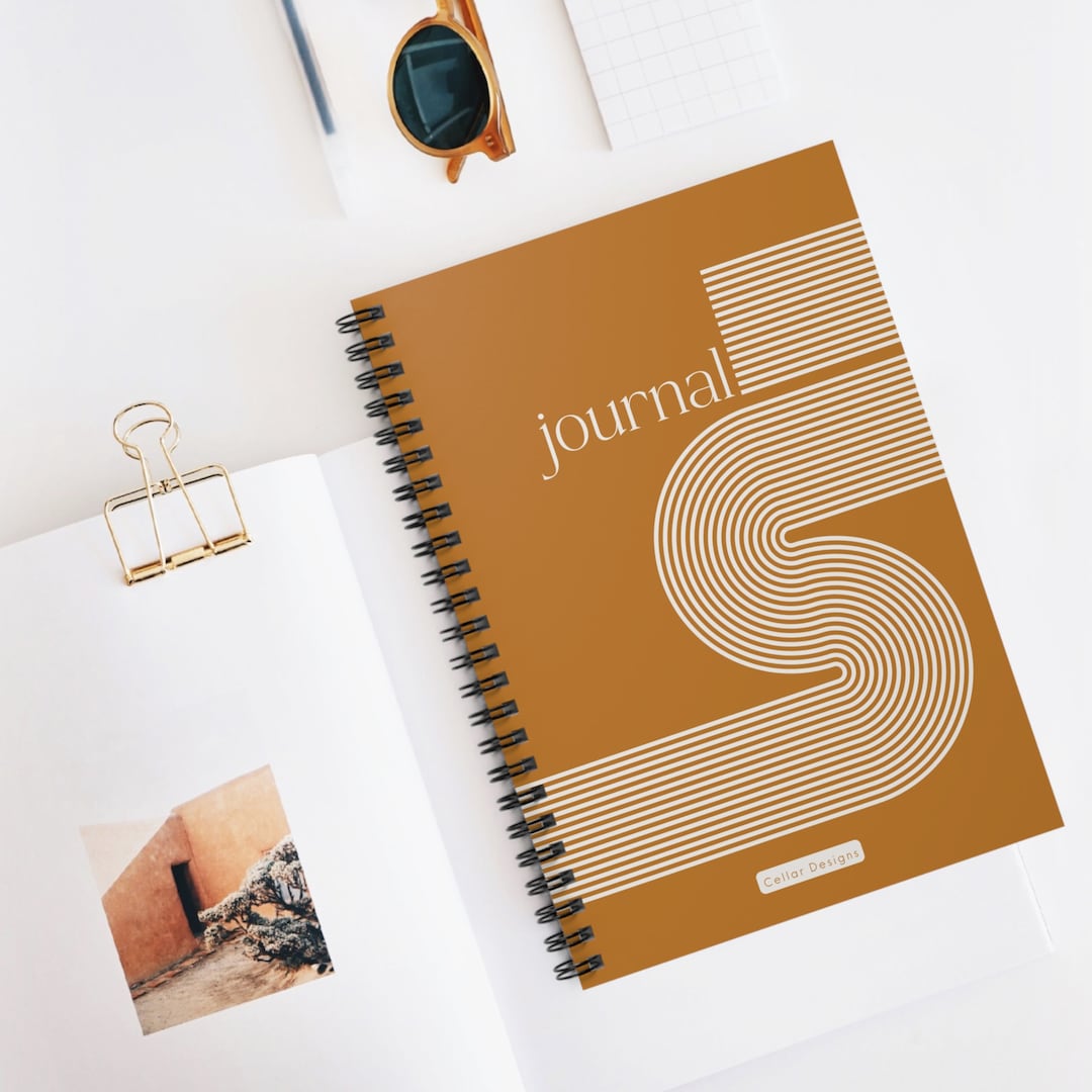 Modern Graphic Burnt Orange Daily Journal, Therapy Journal, Gratitude ...