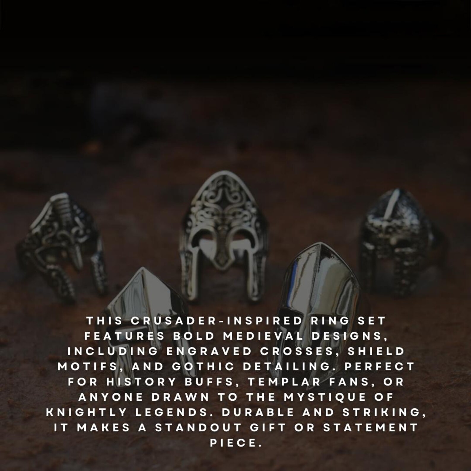 Crusader Ring Set – Medieval Knights Templar Rings, Choose Size & 1 of ...