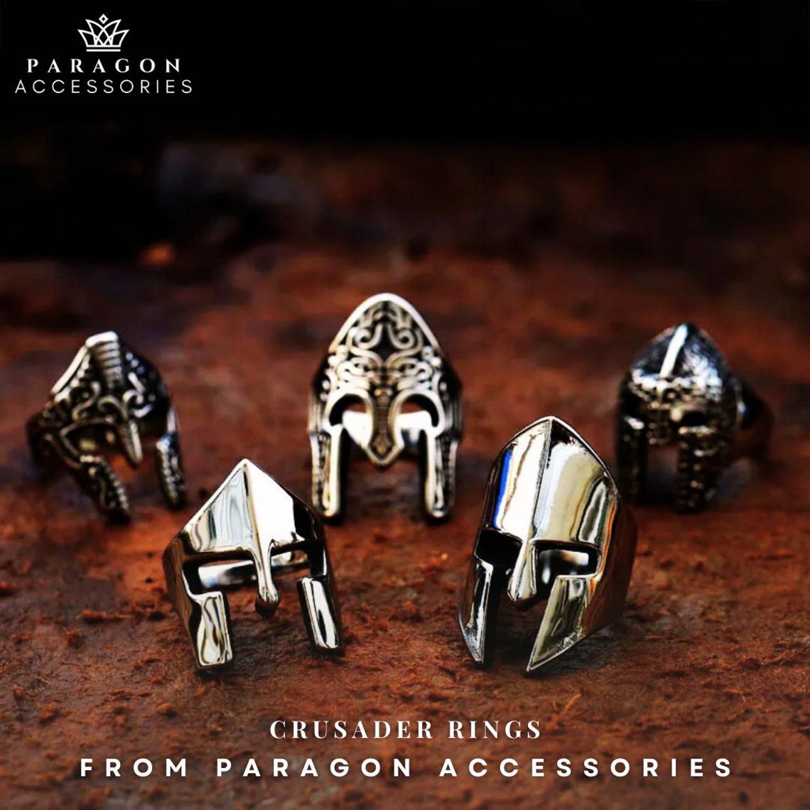 Crusader Ring Set – Medieval Knights Templar Rings, Choose Size & 1 of ...