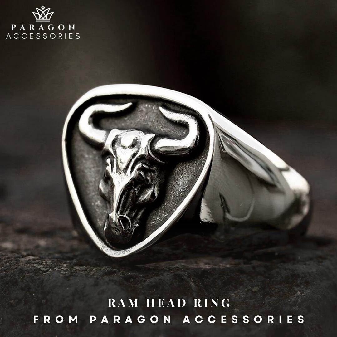 Ram Head Ring – Silver Gothic Ram Skull Ring, Baphomet Pagan Jewellery ...