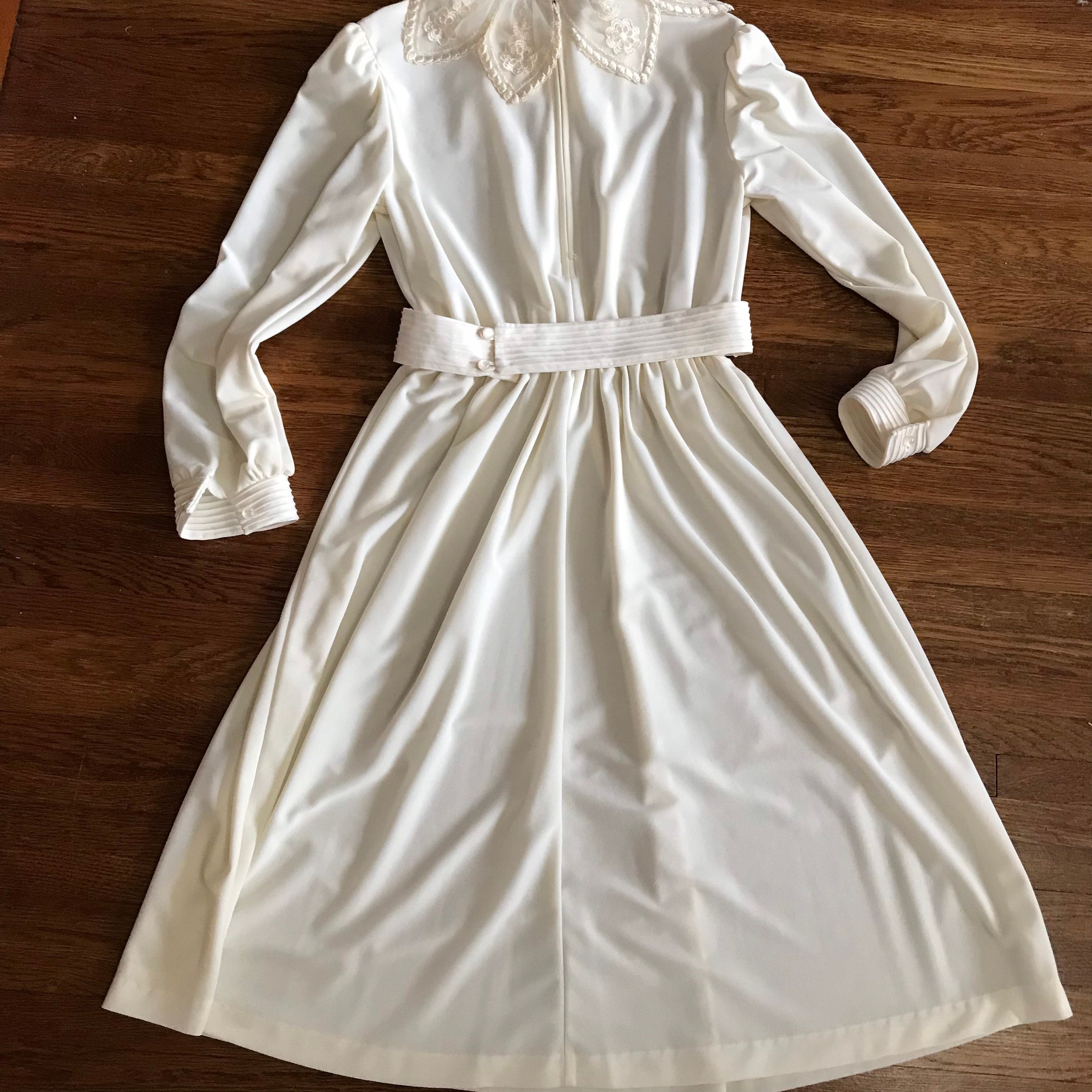 Vintage 80s Secretary Dress 8 10 Cream Lace Modest - Etsy