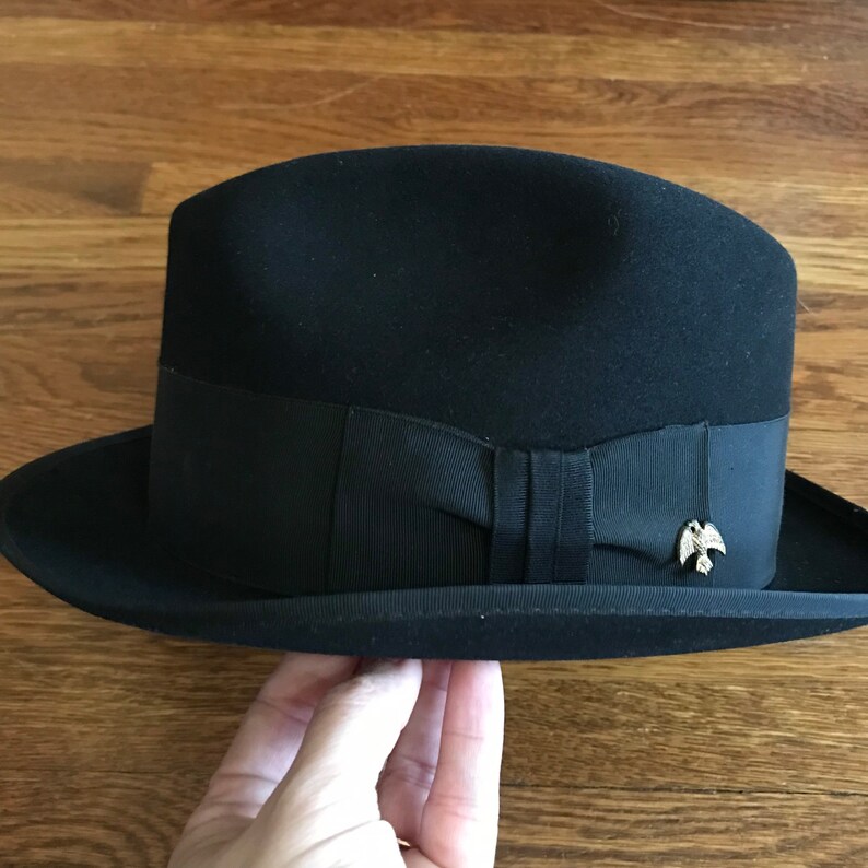 Vintage Stetson Royal Deluxe Black Hat Fedora Eagle Pin - Etsy