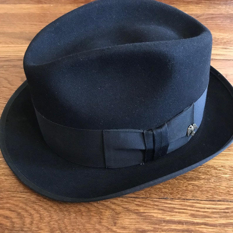 Vintage Stetson Royal Deluxe Black Hat Fedora Eagle Pin - Etsy