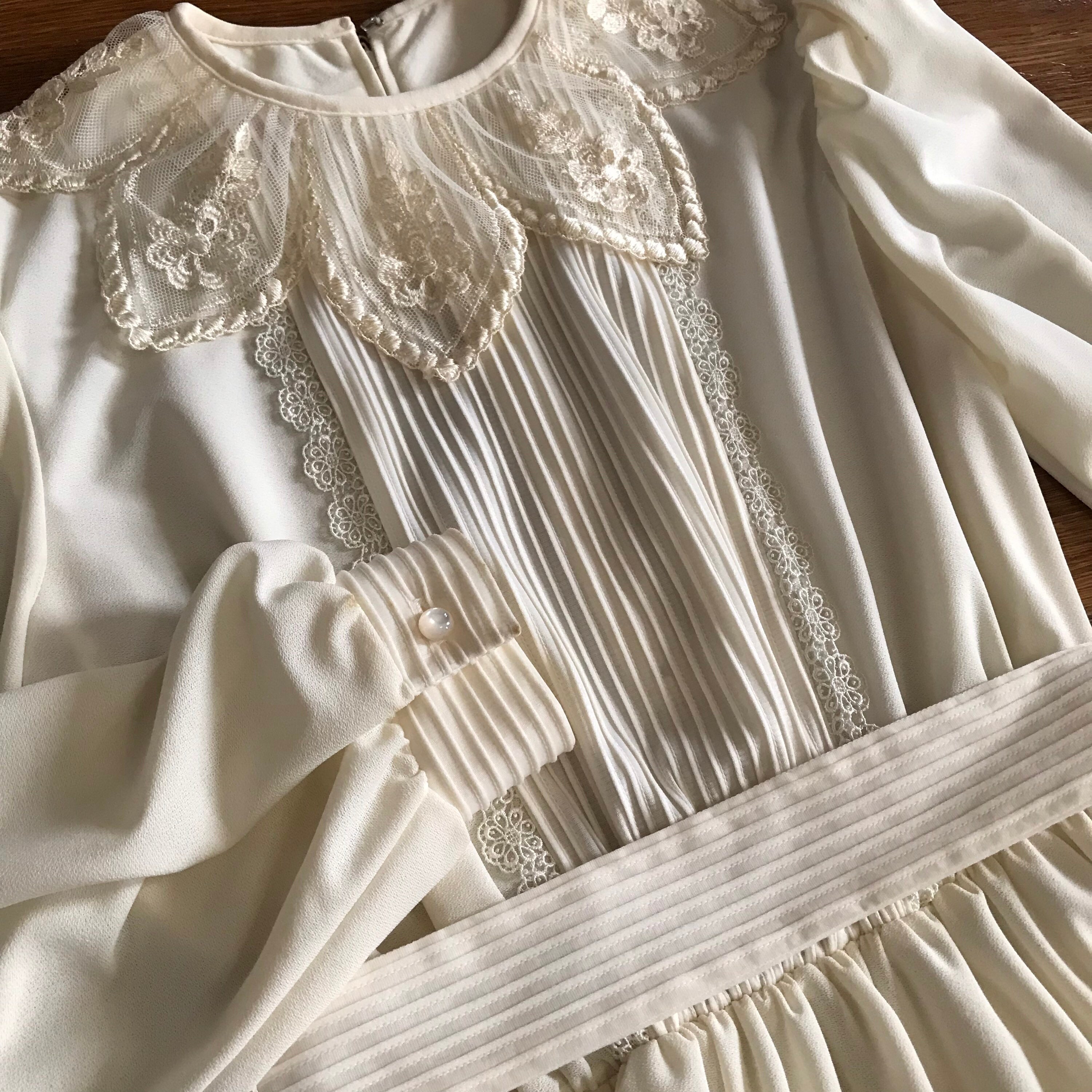 Vintage 80s Secretary Dress 8 10 Cream Lace Modest - Etsy