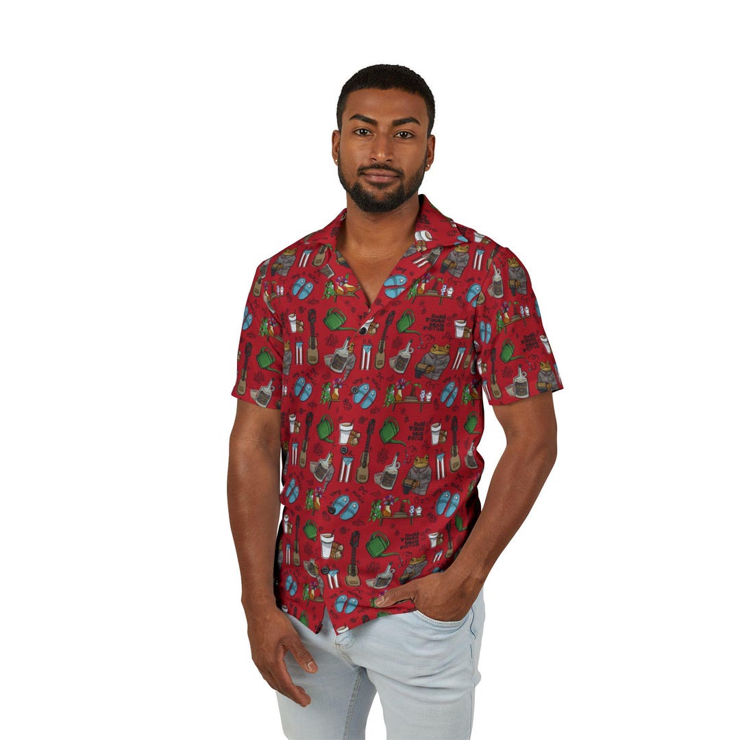 DebÍ Tirar MáS Fotos Dark Red Men's Hawaiian Camp Shirt - Etsy