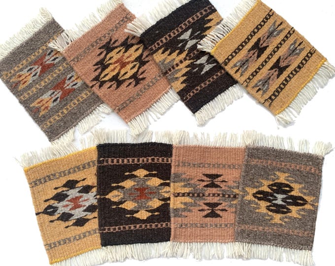Hand Woven Wool Mug Coasters: Neutral Earth Tones, Set of 8, 6 or 4 - Etsy