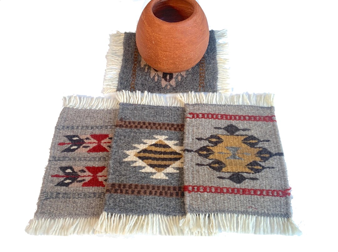 Hand Woven Wool Mug Coasters: Neutral Earth Tones, Set of 4 - Etsy