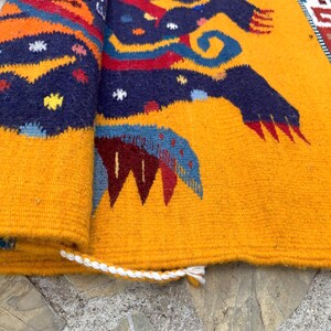 Mayan Healing Jaguar Rug, 24x38 Inches Hand Woven Zapotec Tapestry ...