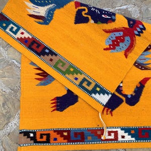 Mayan Healing Jaguar Rug, 24x38 Inches Hand Woven Zapotec Tapestry ...