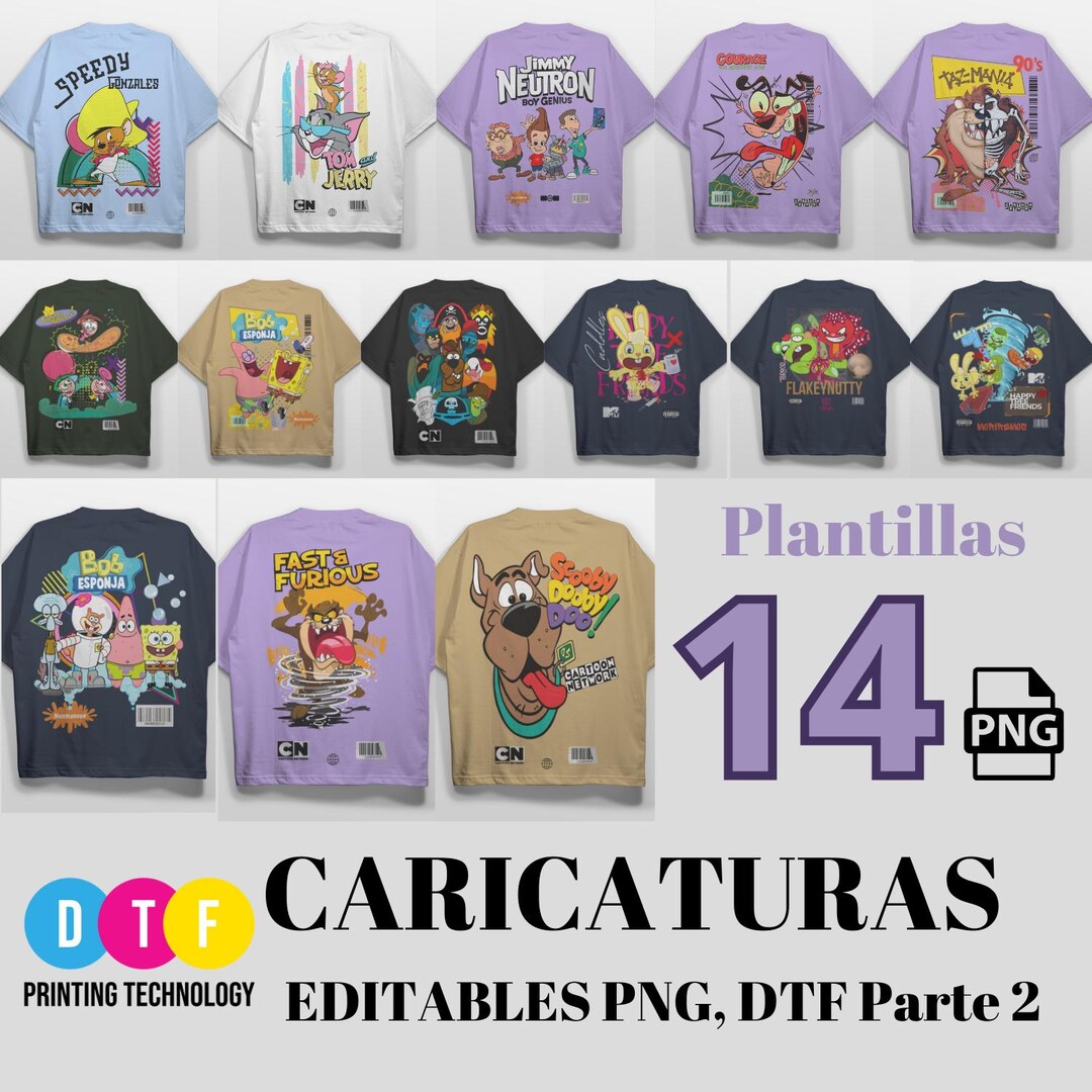 14 Animated Cartoon Templates for DTF, PNG Sublimation and Printing - Etsy