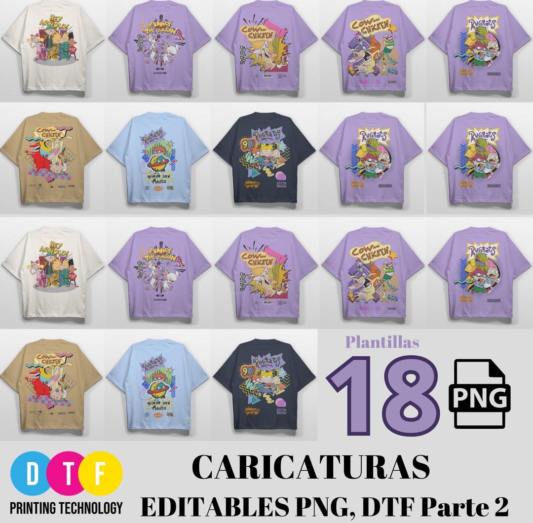 18 PNG, DTF Animated Cartoon Templates for Printing and Sublimation - Etsy