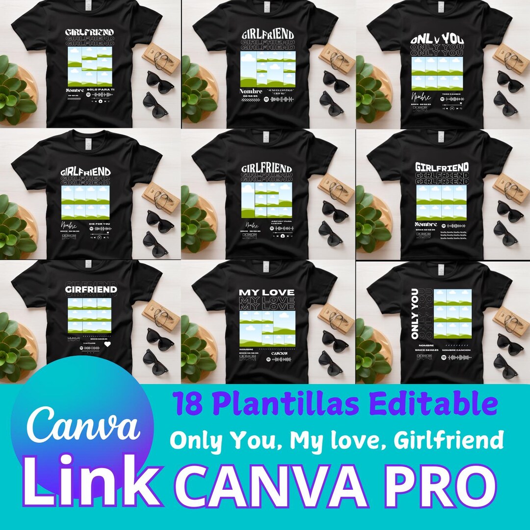 18 Editable Digital Templates Girlfriend, Only You, My Love, for T ...