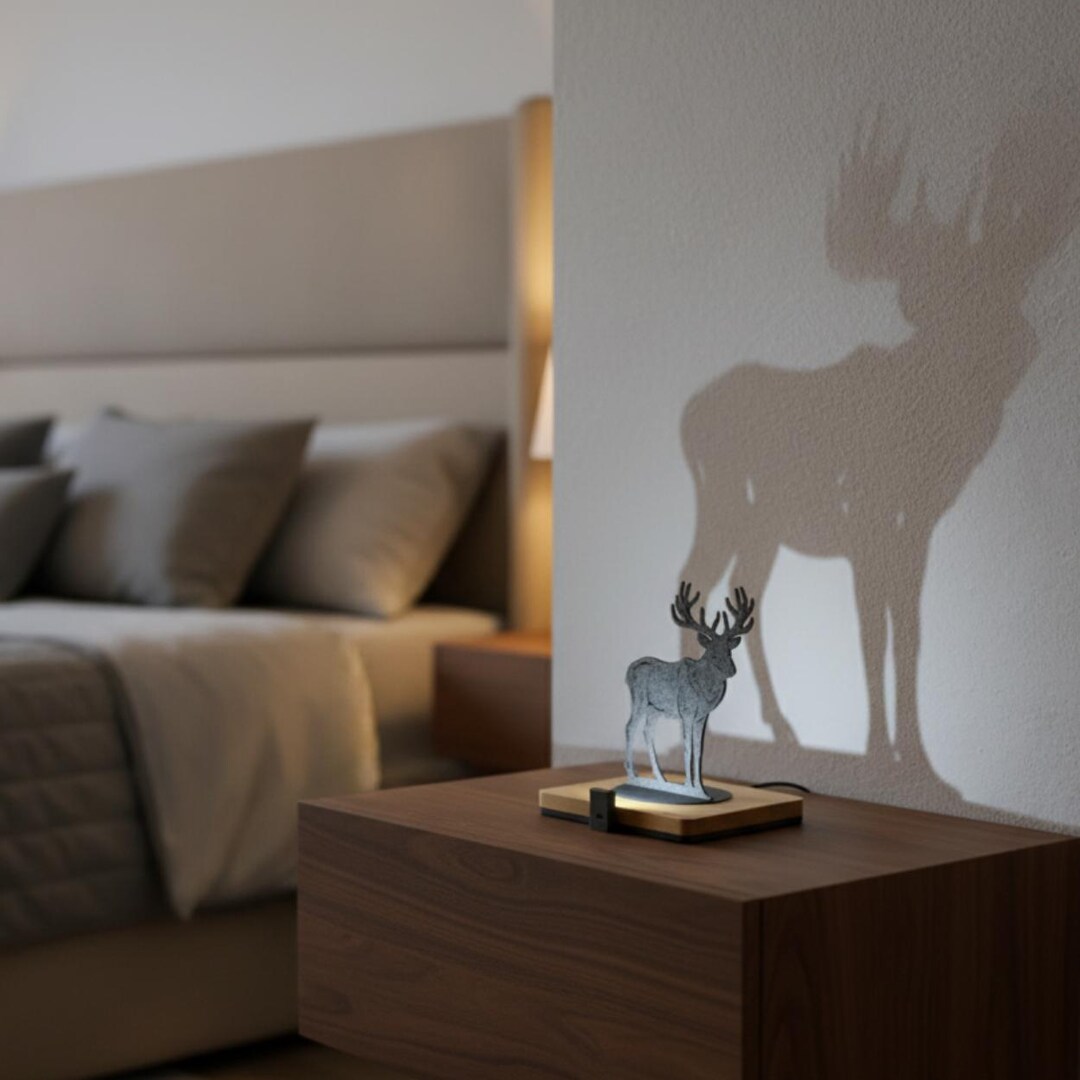 Cerf Lumwood | Lampe LED en bois avec effet d'ombre | Fait main ...