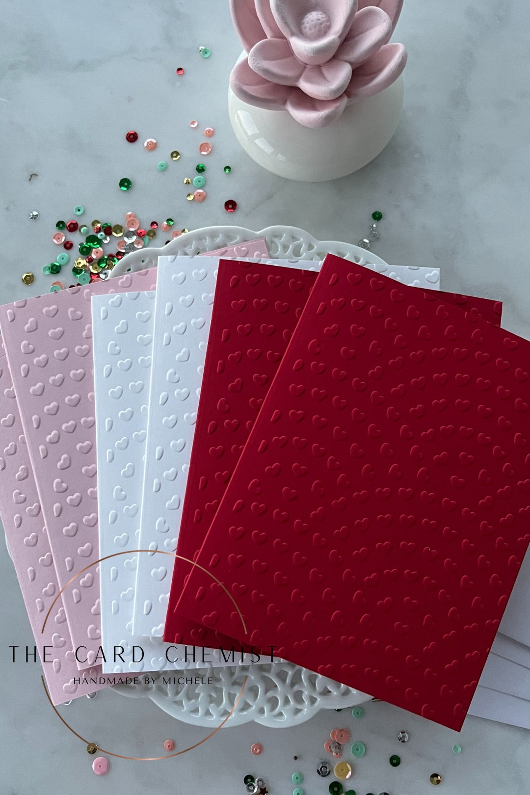 Embossed Hearts Cards - Set of 6 Valentine's Day - Etsy