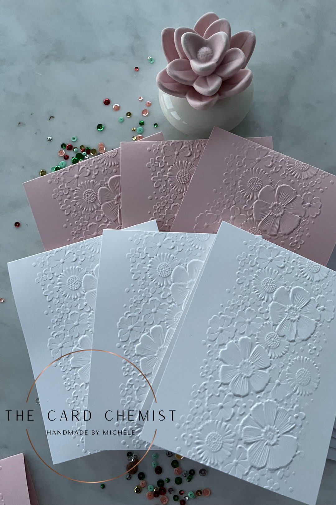 Embossed Flower Cascade Cards - Set of 6 - Etsy