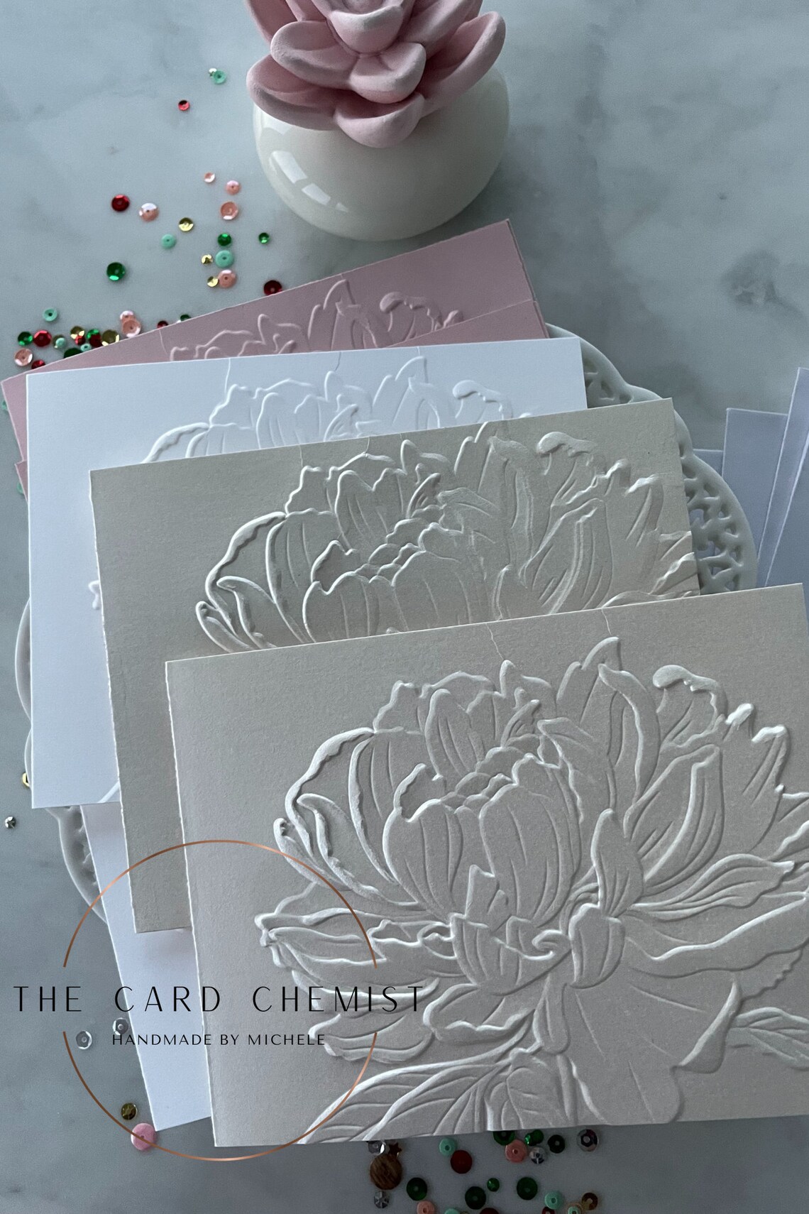 Handmade Embossed Peony Notecards – Floral Stationery Gift Set - Etsy