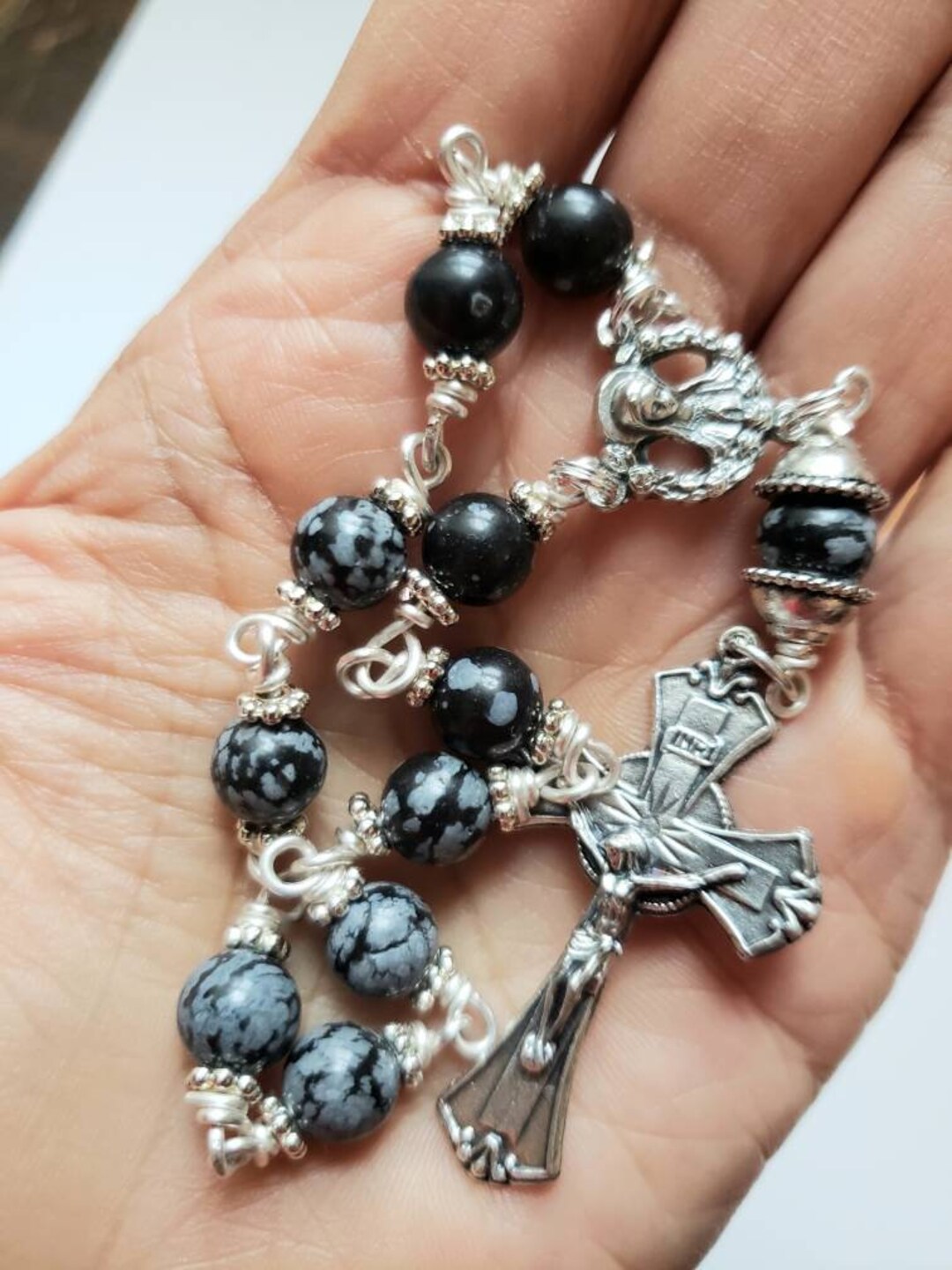 Black Obsidian Rosary for Pocket Purse for Healing and Prayer - Etsy