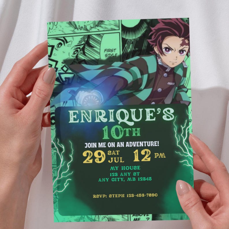 Editable Anime Samurai Birthday Invitation Template | 5x7 Digital ...