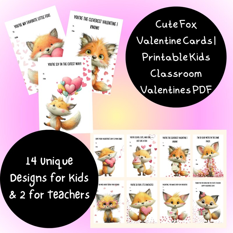 Fox Valentine Card - Etsy