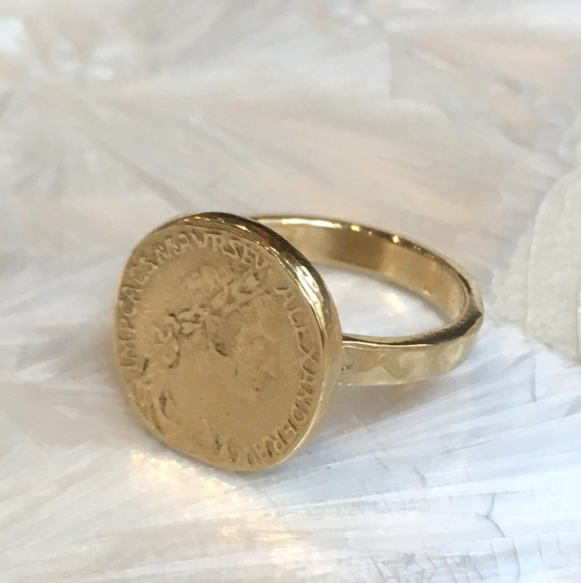 Solid gold Coin ring My icon RG1493 | Etsy