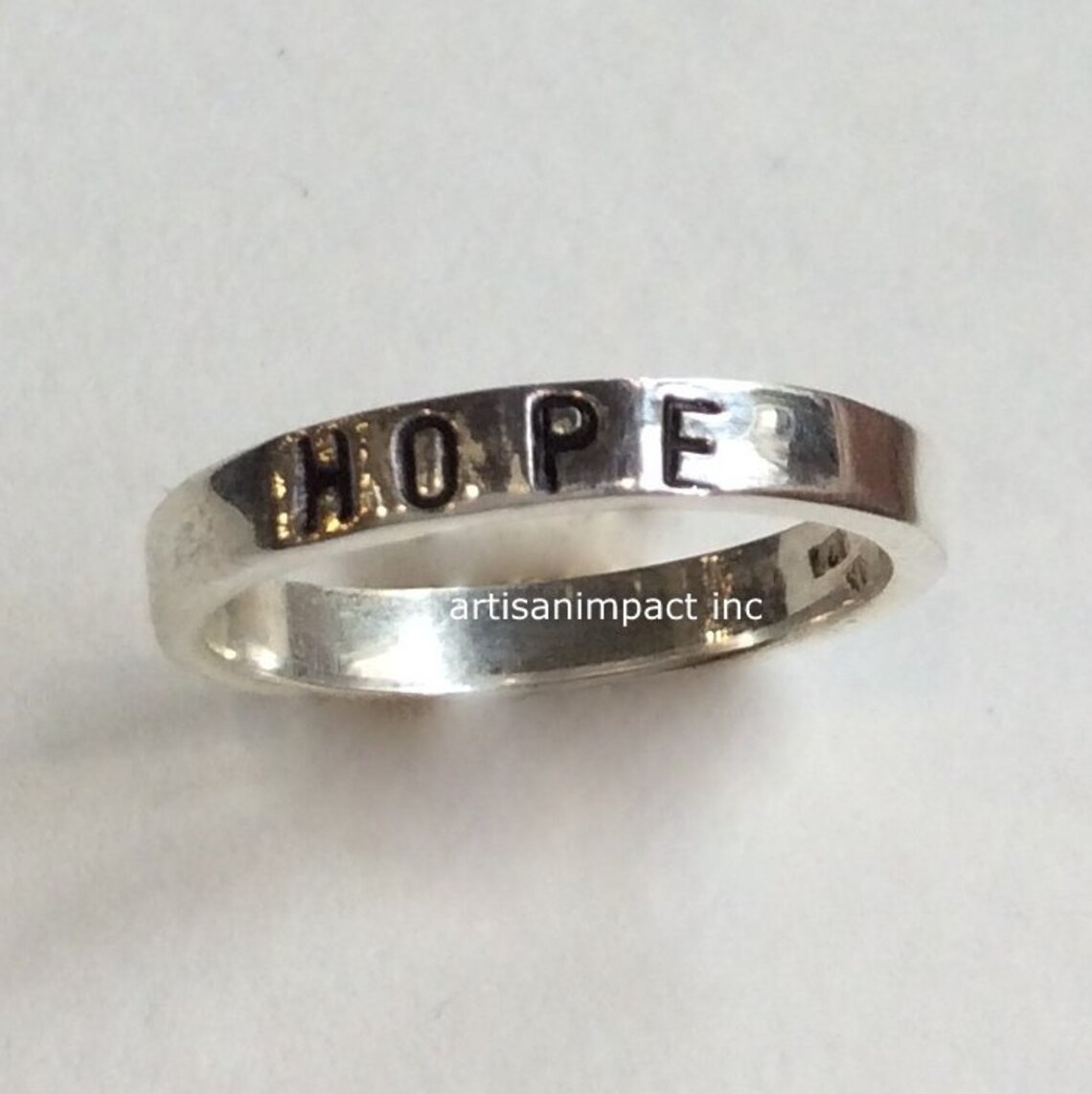 Sterling Silver band promise band hope ring hand stamped | Etsy