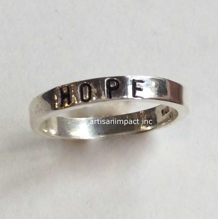 Sterling Silver Band Promise Band Hope Ring Hand Stamped - Etsy