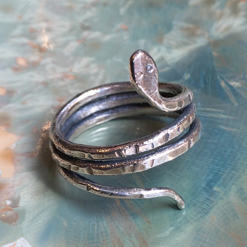 Silver Snake Ring Coiled Snake Ring Simple Ring Thin Band - Etsy