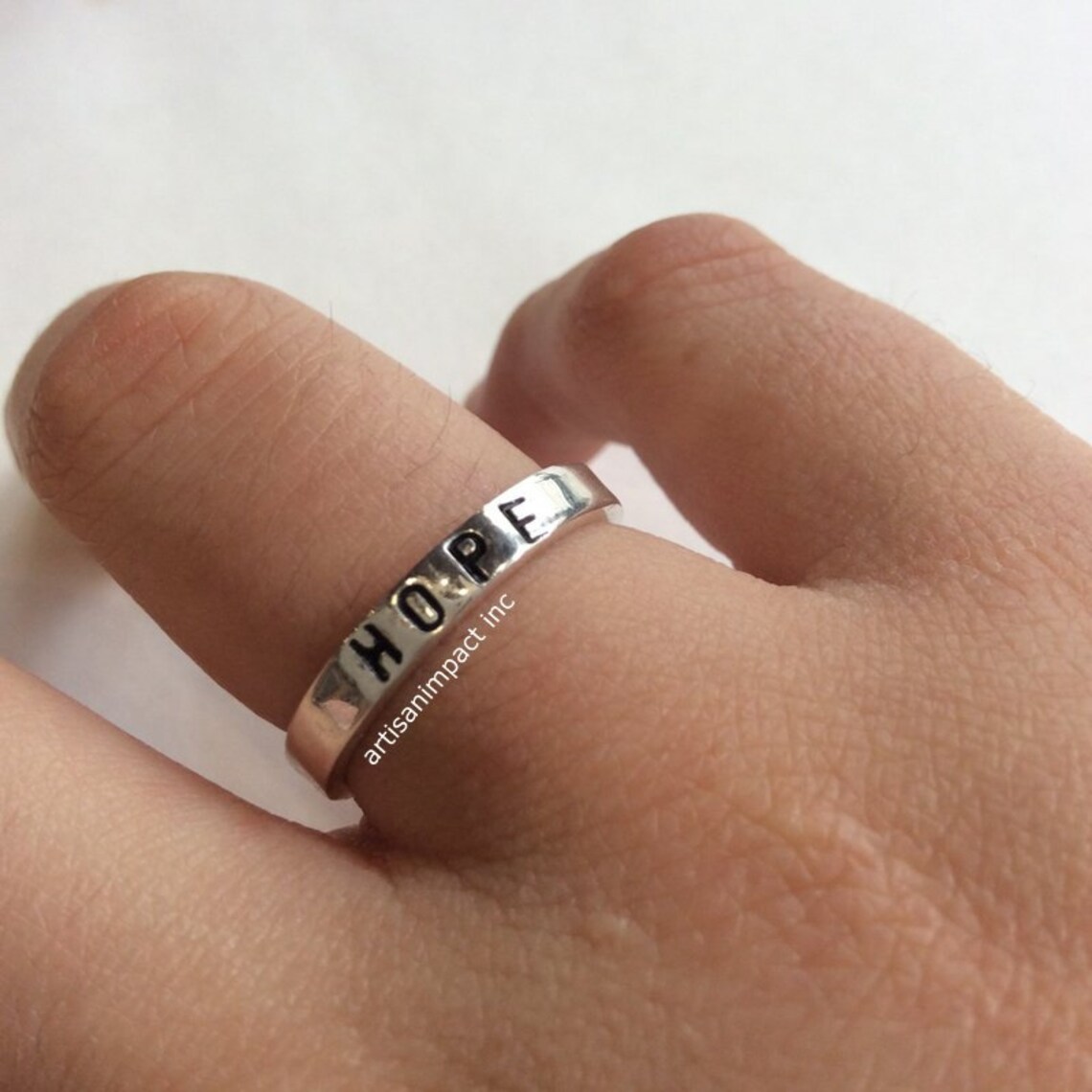 Sterling Silver band promise band hope ring hand stamped | Etsy