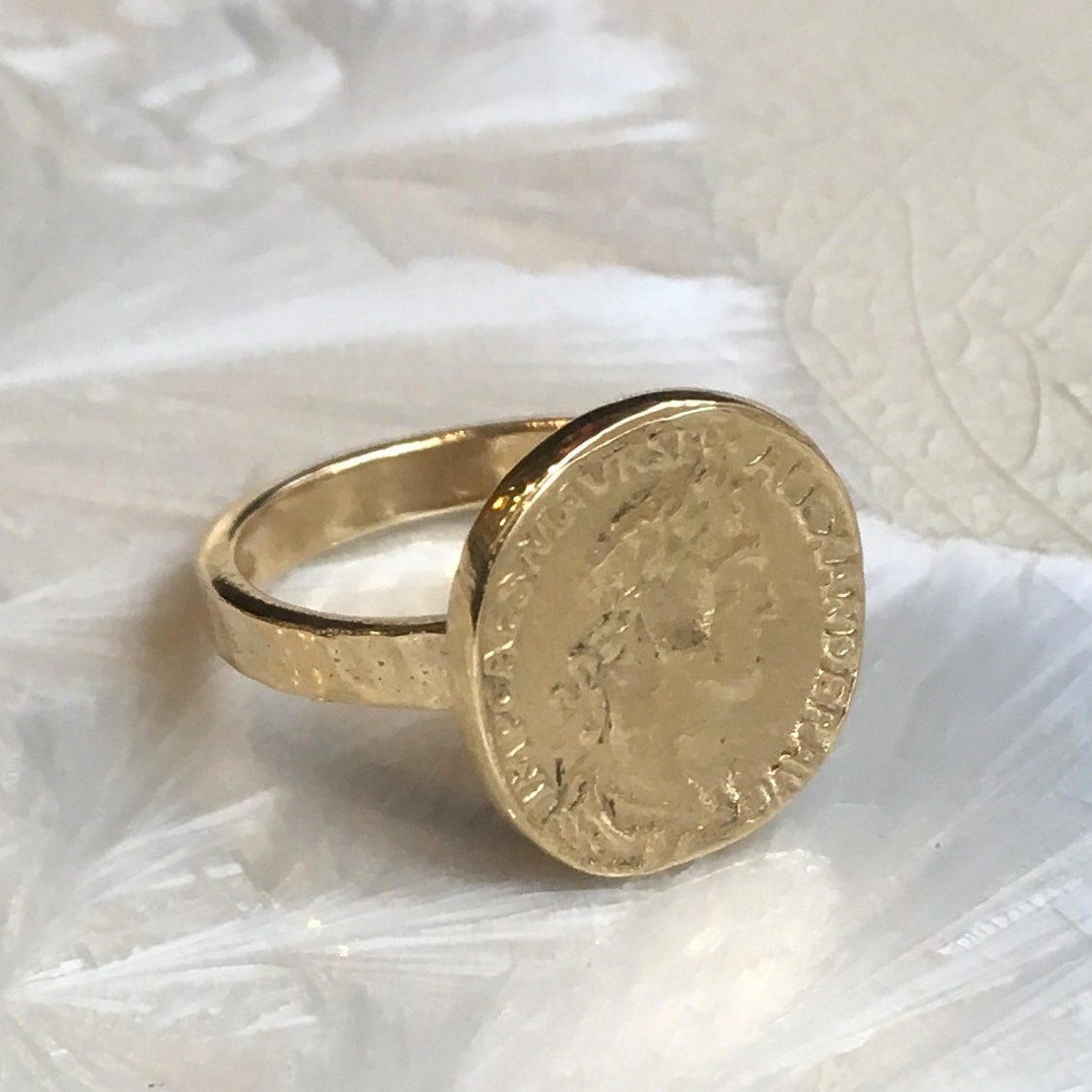 Solid gold Coin ring My icon RG1493 | Etsy