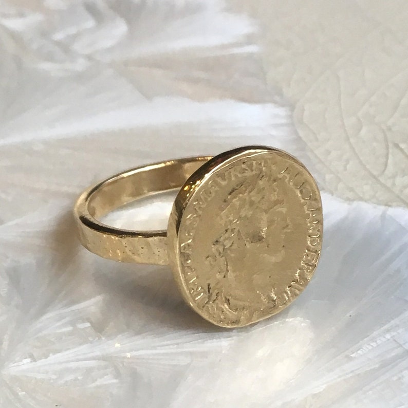 Solid Gold Coin Ring My Icon RG1493 | Etsy