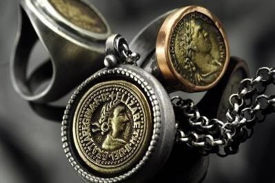 Large coin Mens ring Coin Silver ring Unisex ring rustic | Etsy