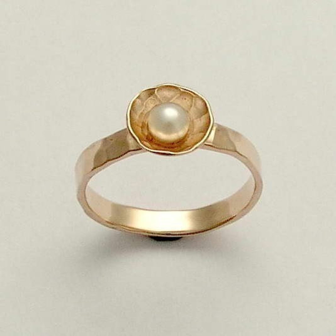 Rose Gold and Pearl Ring, Engagement Ring, Wedding Ring, Bridal Jewelry ...