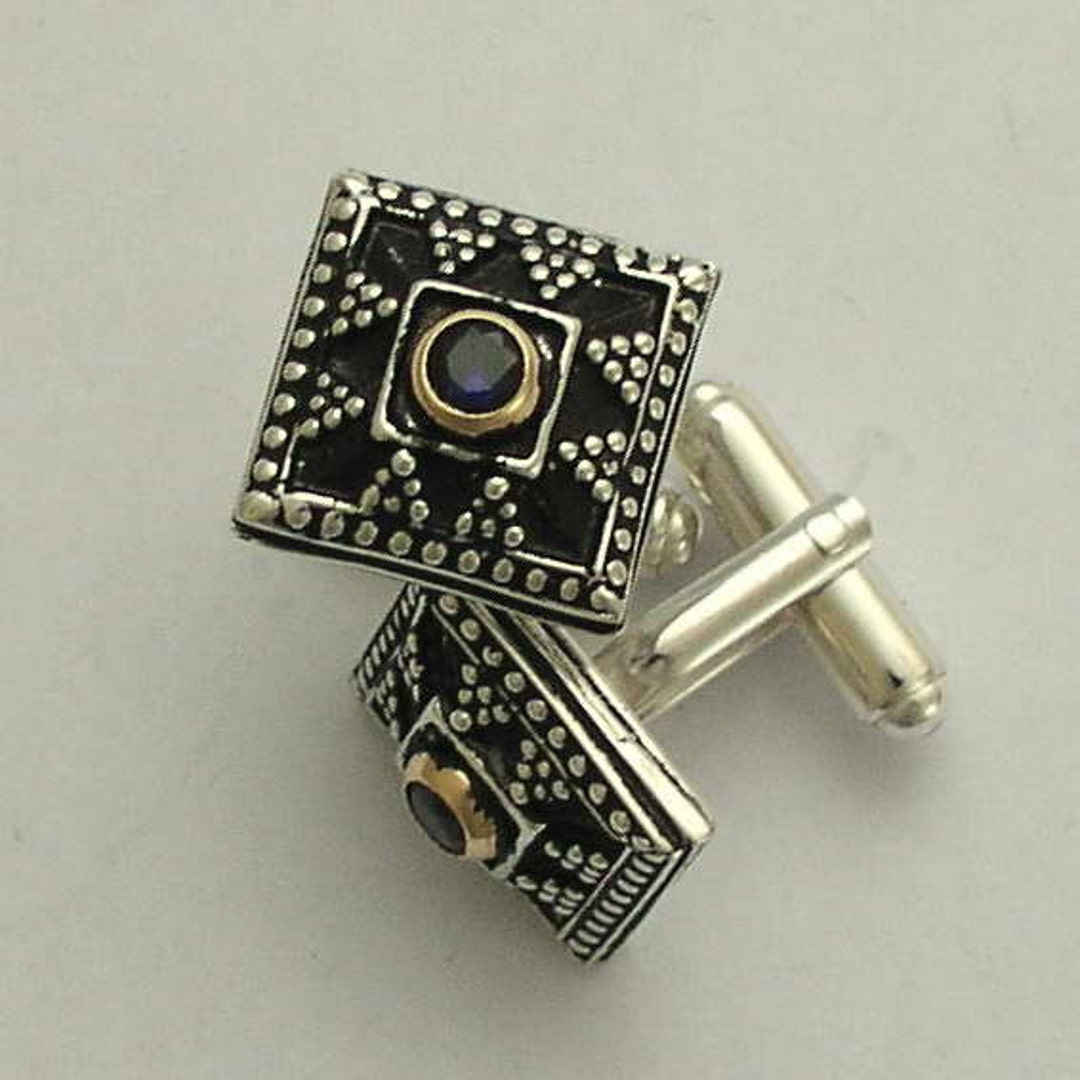 Men's Cuff Links, Silver Gold Cuff Links, Two Tone Cuff Links, Square ...