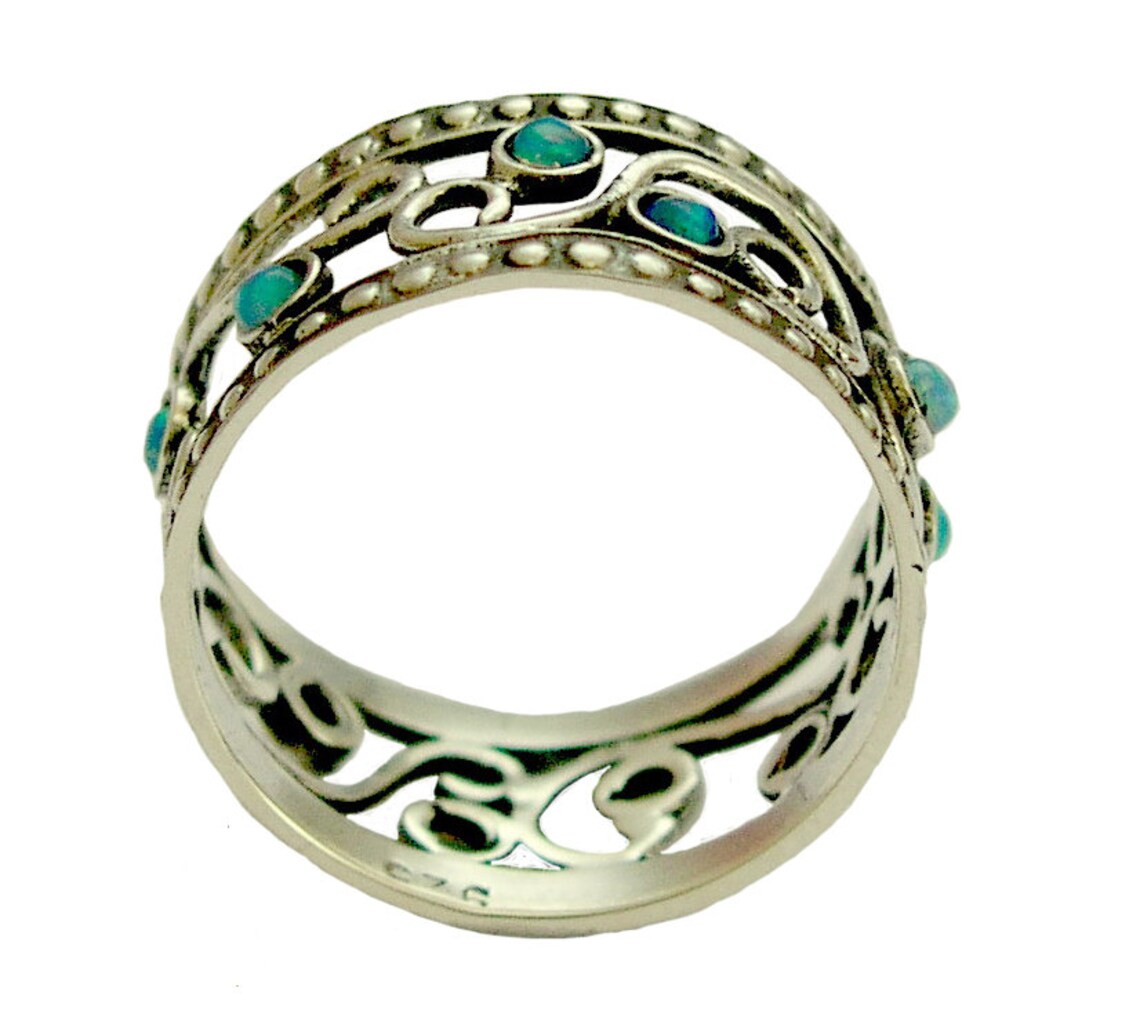 Solid Rose Gold Wedding Band, Gypsy Ring, Garnets Band, Boho Ring ...