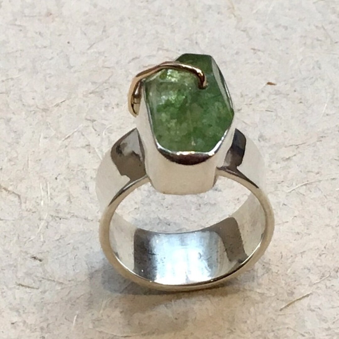 Green Quartz Ring, One of A Kind Ring, Raw Gemstone Jewelry, Organic ...