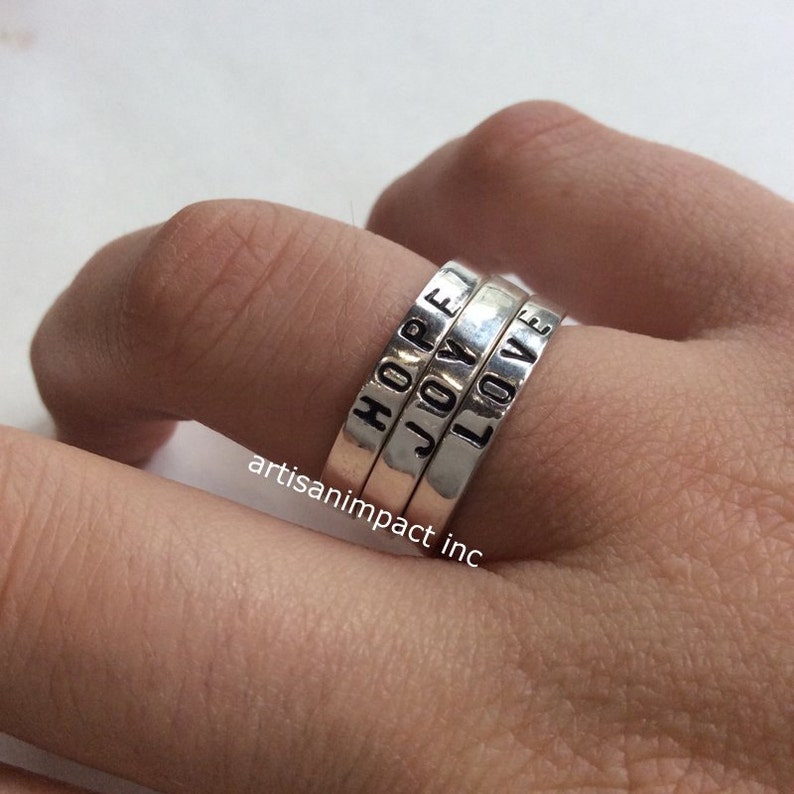 Sterling Silver band promise band hope ring hand stamped | Etsy