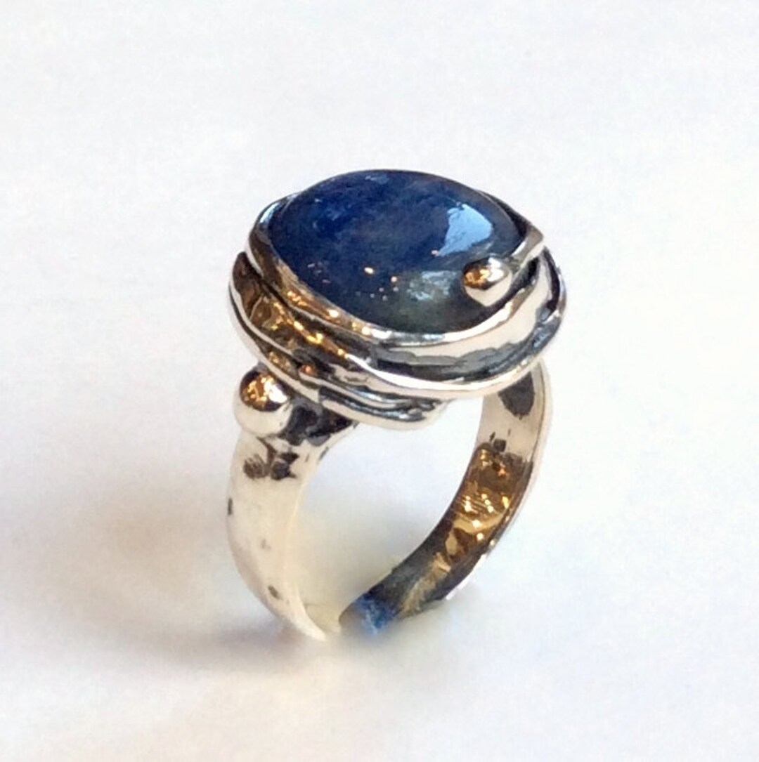 Silver Ring, Kyanite Ring, Blue Gemstone Ring, Oxidized Ring, Organic ...