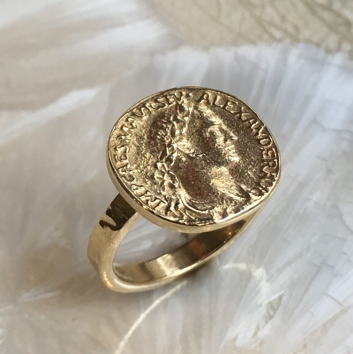 Solid gold Coin ring My icon RG1493 | Etsy