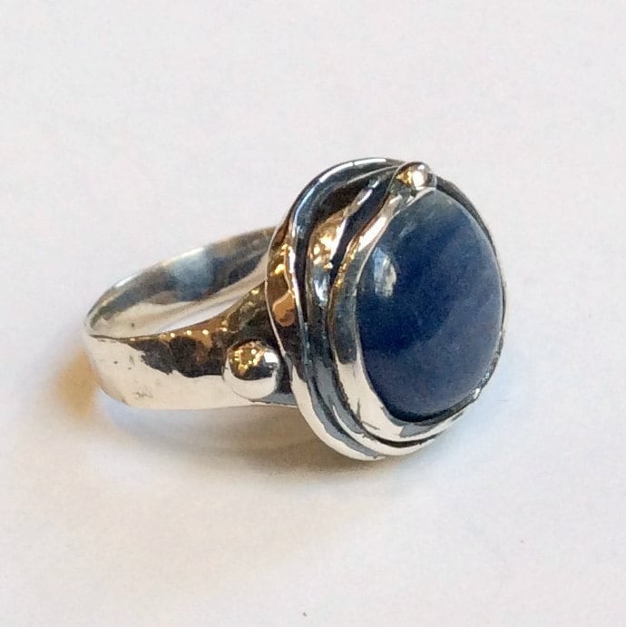 Silver Ring, Kyanite Ring, Blue Gemstone Ring, Oxidized Ring, Organic ...