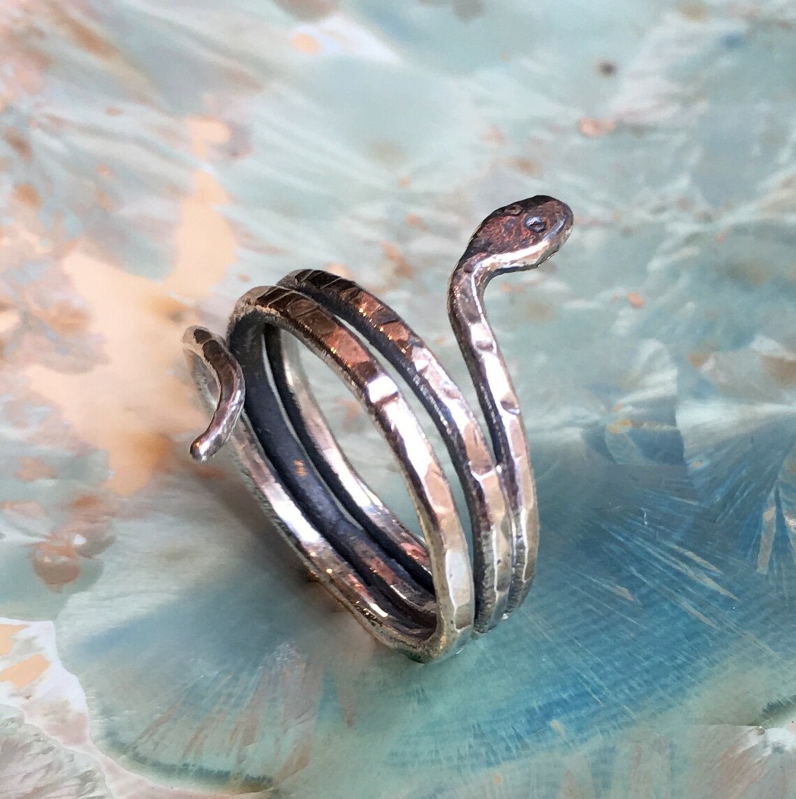 Silver Snake Ring Coiled Snake Ring Simple Ring Thin Band - Etsy