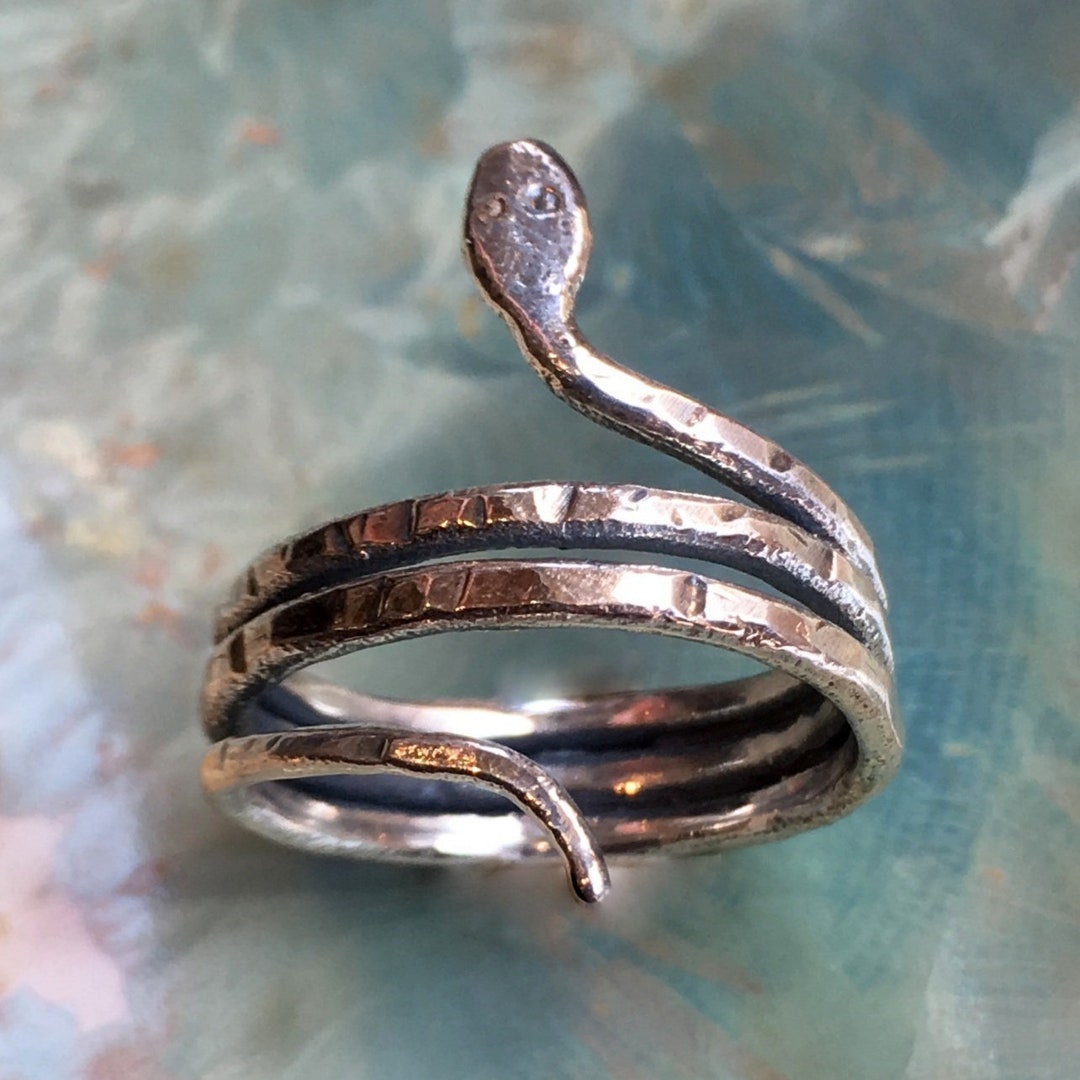 Silver Snake Ring, Coiled Snake Ring, Simple Ring, Thin Band, Snake ...