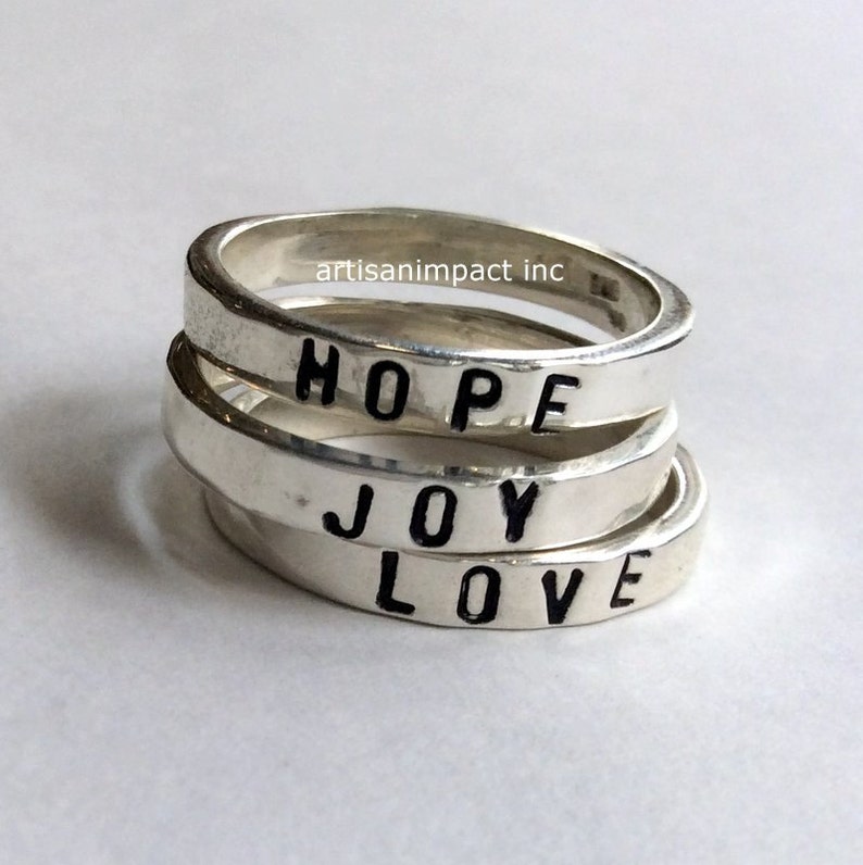 Sterling Silver band promise band hope ring hand stamped | Etsy