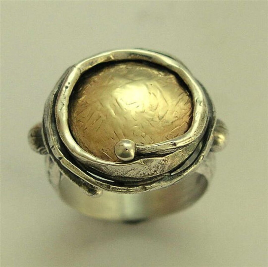 Chunky Gold Ring, Two Tones Ring, Statement Ring, Silver Engagement ...