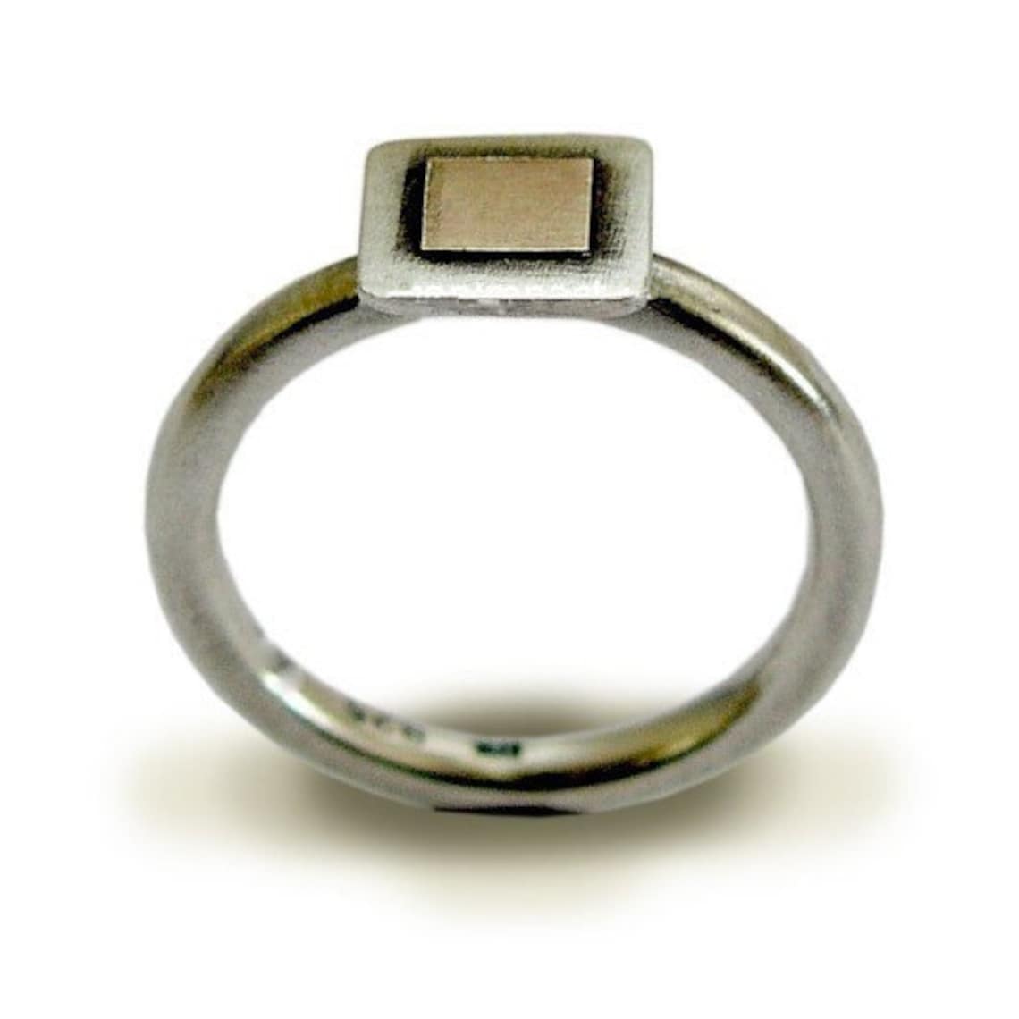 Square Ring Mixed Metals Ring Tiny Square Ring Two Tones | Etsy