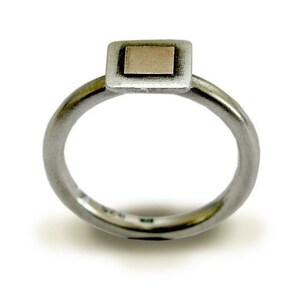 Square Ring, Mixed Metals Ring, Tiny Square Ring, Two Tones Ring ...