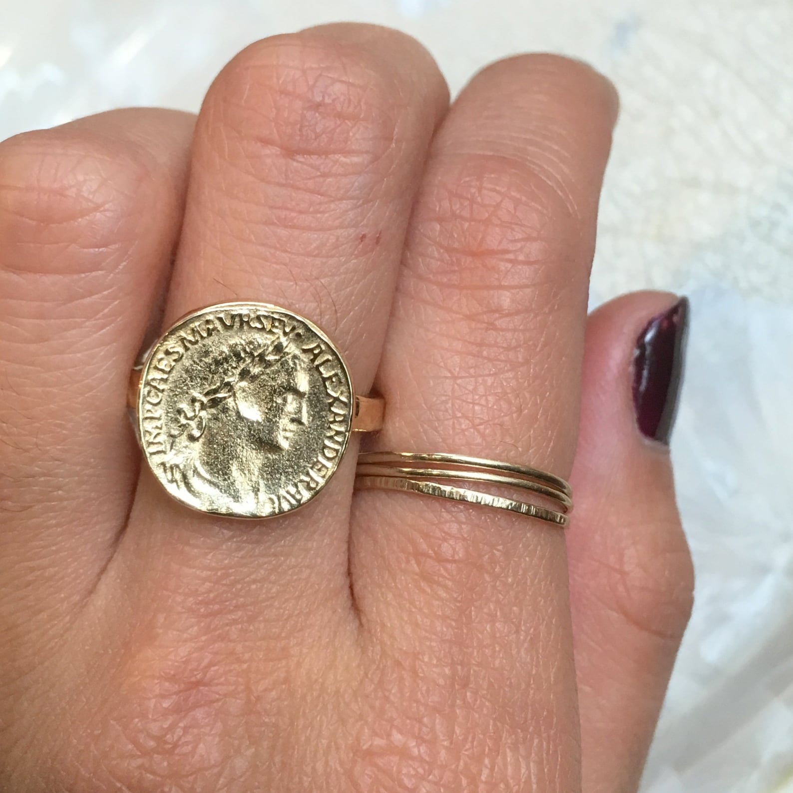 Solid Gold Coin Ring My Icon RG1493 - Etsy