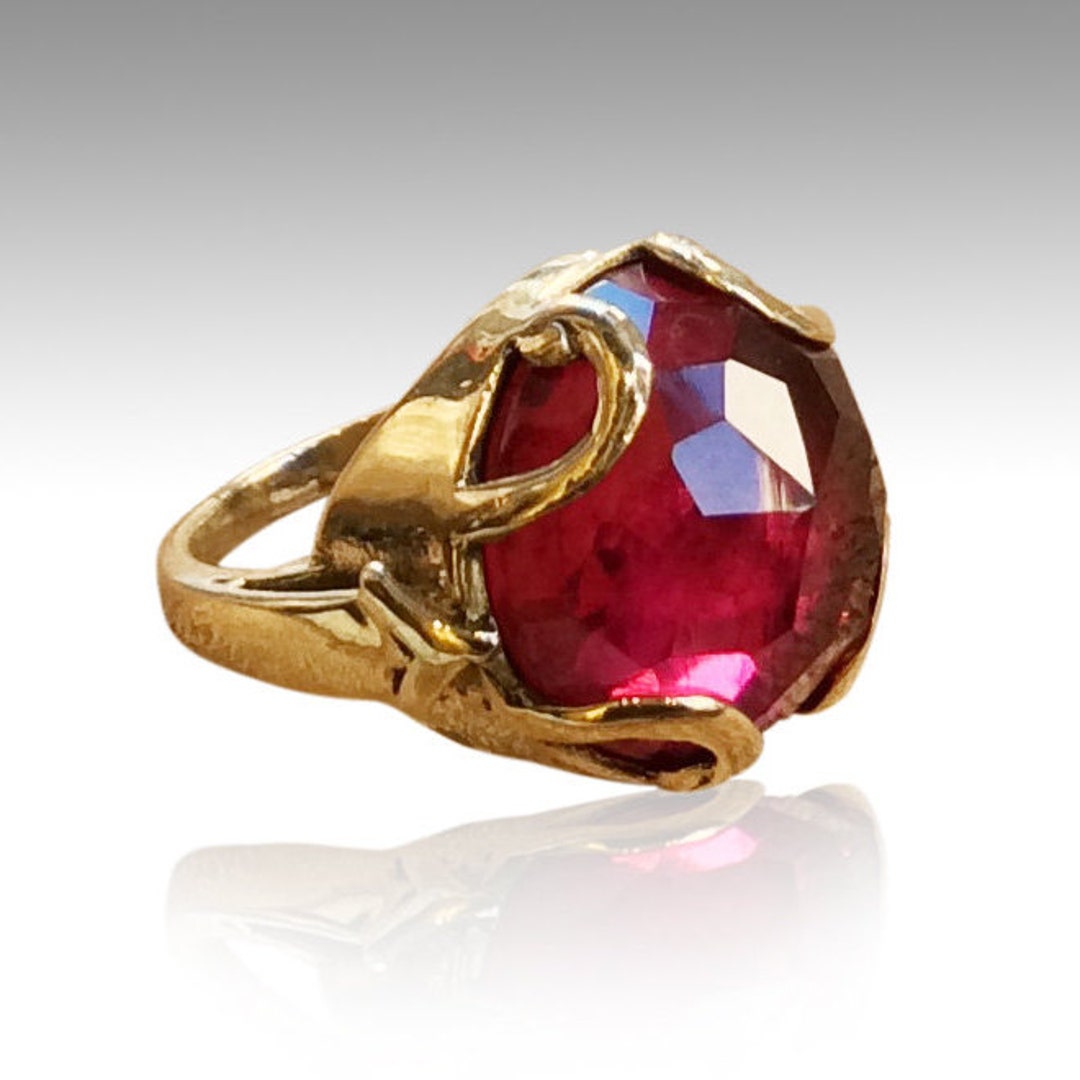14k Gold Ruby Ring, Solid Gold Ring, Gemstone Ring, Stone Ring, July ...
