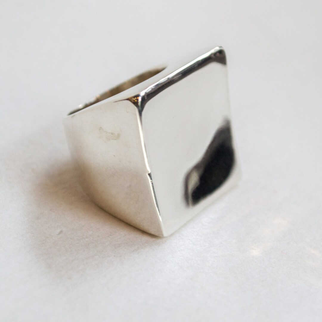 Square Silver Ring, Large Silver Ring, Statement Silver Ring, Cocktail ...