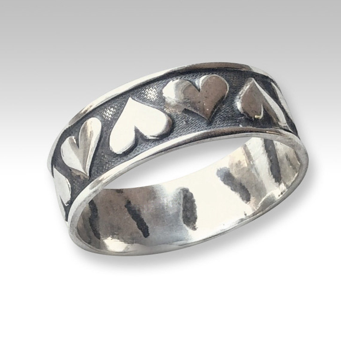 Hearts Band Unique Wedding Band Promise Band Love Ring - Etsy